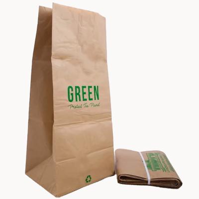 China Foldable Garden Brown Paper Yard Waste Bags Durable 60g 120gm2 Paper Type Paper Yard Trash Bags for sale