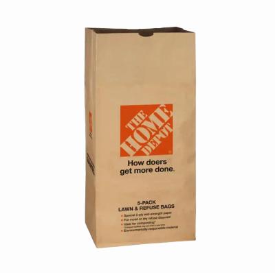 China Foldable Eco Friendly Durable Heavy Duty Kraft Paper Garden Waste Bag for Landscaping and Garden Cleanup for sale