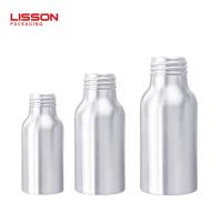 China Silver 50ml Refillable Aluminum Bottle Packaging With Glass Dropper for sale