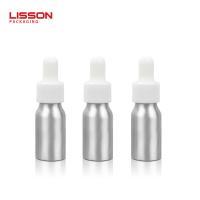 China Silver 50ml Refillable Aluminum Bottle Packaging With Glass Dropper for sale