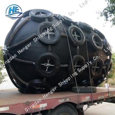 China 2.5*4m Marine Pneumatic Rubber Fender With Galvanized And Tyre Sheath Dock And Ship for sale