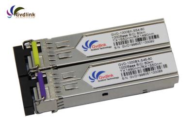 China GLC-BX80-D-I Compatible 1.25G SFP BIDI Transceiver 1550nm 1490nm 80km for sale