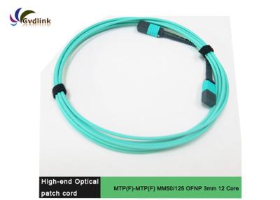 China MTP-MTP Female MM 12 Cores 3mm OFNP Fiber Patch Cord for sale