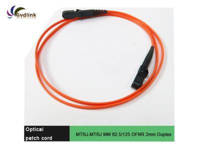 China 62.5/125um OFNR 2mm Multimode MTRJ to MTRJ Fiber Patch Cord Duplex 1m for sale