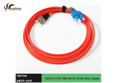 China SC/UPC to FC/UPC Multimode Duplex Fiber Optic Patch Cable 3mm OFNR 2m for sale