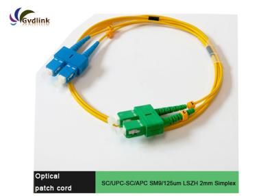 China SC/APC-SC/APC SM OM3 9/125um LSZH Patch Cord for sale
