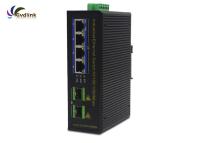 China Industrial 4 Port Gigabit PoE Switch with 2 SFP Slots 802.3af at 30W for sale