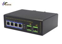 China Industrial 4 Port Gigabit PoE Switch with 2 SFP Slots 802.3af at 30W for sale