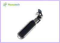 China Black Leather USB Flash Disk custom printing , novelty usb 2.0 pen drive with Tin box for sale