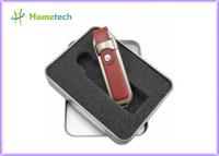 China Black Leather USB Flash Disk custom printing , novelty usb 2.0 pen drive with Tin box for sale