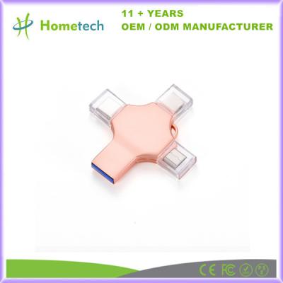 China 4 In 1 High Speed Otg Usb Flash Drive 8Gb 16Gb 32Gb Phone Usb 2.0 3.0 Memory Stick 64Gb 128Gb Type C Pendrive For Iphone for sale