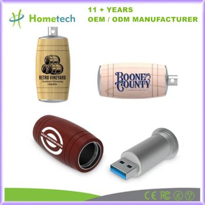 China Wood Color USB Flash Drive 8GB-256GB Wine Bucket Shape with USB 2.0/3.0 Interface for sale