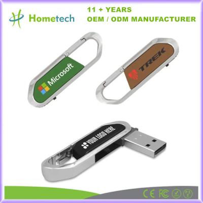 China High Speed Foldout Carabiner USB Flash Drive 64GB to 1TB Leather Pen Drive 32GB for Business Promotion for sale