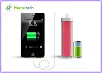 China Pink Rechargeable Lipstick Power Bank / Portable Mobile Power Bank 2200mAh for sale