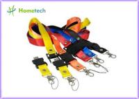 China Red Plastic Lanyard USB Flash Drives 128mb Custom Printed , USB 2.0 for sale