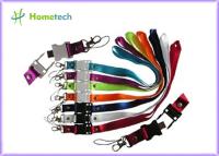 China Red Plastic Lanyard USB Flash Drives 128mb Custom Printed , USB 2.0 for sale
