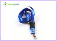 China Advertising Blue Lanyard USB Stick 16gb Customized Flash Memory Drive for engineer / designer for sale