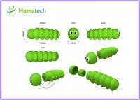 China Green Mini Lipstick Power Bank 2600 mAh Soft PVC Cartoon Caterpillars Shaped for sale