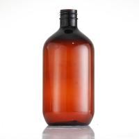 China 500ML Refillable Boston Round Amber Spray Glass Bottle Hot Stamping for sale