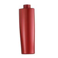 China 450 Ml Red Clear PET Plastic Body Lotion And Shampoo Round Bottle Container for sale