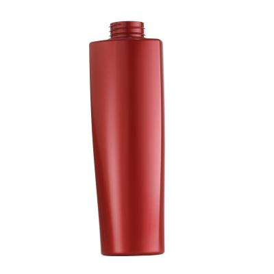 China 450 Ml Red Clear PET Plastic Body Lotion And Shampoo Round Bottle Container for sale