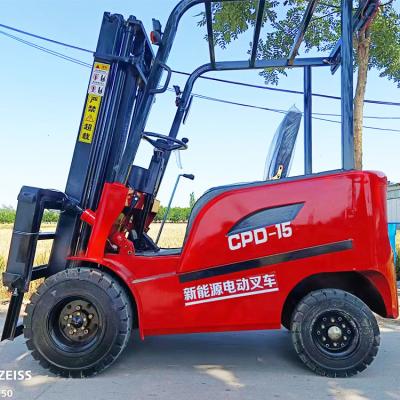 China 1.5T Electric Forklift Walking Forklift Stacker 4 Wheel Small Lithium Pallet Stacker for sale
