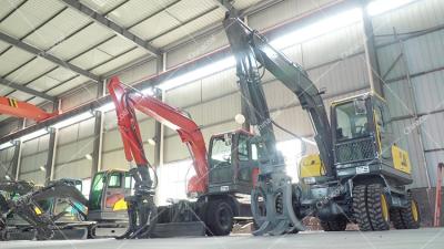 China Construction Machinery Wheel Hydraulic Yellow Excavator 8 Ton Big Digger With Cab for sale