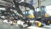 China Engineering Large Digger Hook Machine 8ton Wheel Excavator With Bucket for sale