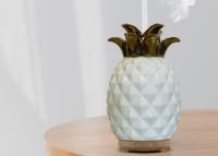 China 120ml Gold leaf Pineapple aromatherapy essential oil Diffuser Ceramic cold mist Ultrasonic Humidifier 7 color LED for sale