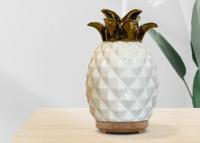 China 120ml Gold leaf Pineapple aromatherapy essential oil Diffuser Ceramic cold mist Ultrasonic Humidifier 7 color LED for sale