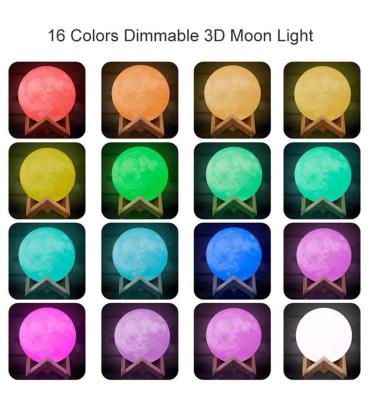 China Lunar 300mAH 3d Moon Lamp Rechargeable Night Light 16 Colors Remote Control for sale