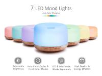 China Mute 0.64kg Wooden Ultrasonic Diffuser 7 Color Light Dustproof Usb 500ml for sale