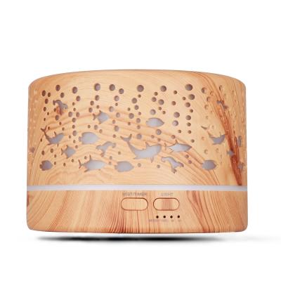 China 700ML Carved Wood Aroma Diffuser Ultrasonic Lights 45ml/h Essential Oil for sale