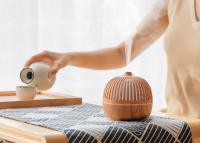 China 180ML Ceramic Ultrasonic Aroma Humidifier Household LED USB Wood Aromatherapy for sale