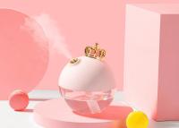 China 320ML Cute Mini Portable Ultrasonic Colorful LED Pink Crown Air Humidifier for sale