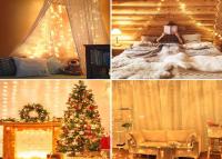 China IP65 300 LED Warm White Rechargeable Night Lamp Curtain String for sale