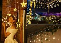 China Waterfall Rechargeable Night Lamp Christmas Safety Led Curtain Star Lights for sale