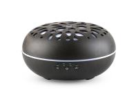 China 350ml Ultrasonic Customized Logo Wood Grain Hollowed Colorful LED Lamp Air Humidifier for sale