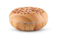 China 350ml Ultrasonic Customized Logo Wood Grain Hollowed Colorful LED Lamp Air Humidifier for sale