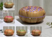 China 350ml Ultrasonic Customized Logo Wood Grain Hollowed Colorful LED Lamp Air Humidifier for sale