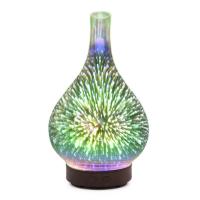 China 3D Fireworks Glass Home Aroma Diffuser Humidifier Machine With Colorful Light for sale