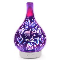 China 3D Fireworks Glass Home Aroma Diffuser Humidifier Machine With Colorful Light for sale