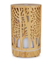 China 200mL Wood Grain Hollow Out Essential Oil Aroma Diffuser Humidifier Cool Mist for sale