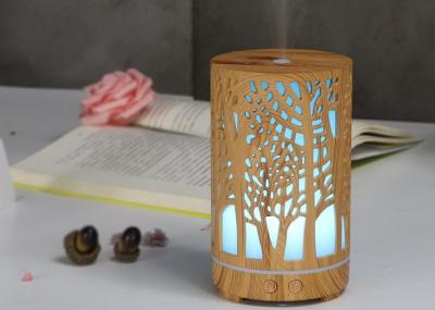 China 200mL Wood Grain Hollow Out Essential Oil Aroma Diffuser Humidifier Cool Mist for sale