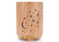 China Hollow Star Moon Design Wood Essential Oil Cool Mist Air Scent Diffuser Machine for sale