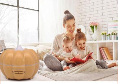 China 300ml Pumpkin Shaped Wood Grain Orange Ultrasonic Aroma Essential Oil Home Fragrance Diffuser for sale