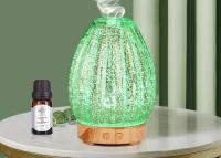 China Flower Bud Shaped 3D Glass Diffuser Aroma Humidifier Egg Shaped Essential Oil Diffuser for sale