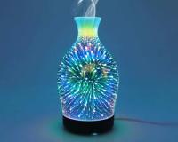 China Amber Glass Aromatherapy Bottle 3D Smoke Flower Essential Oil Glass Bamboo Humidifier for sale