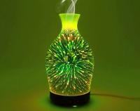 China Amber Glass Aromatherapy Bottle 3D Smoke Flower Essential Oil Glass Bamboo Humidifier for sale