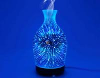 China Amber Glass Aromatherapy Bottle 3D Smoke Flower Essential Oil Glass Bamboo Humidifier for sale